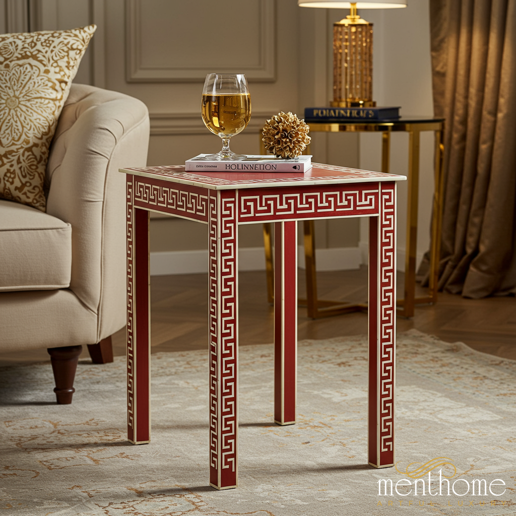 Luxury Greek Key Design Accent Table | Luxury Handmade Side Table ...