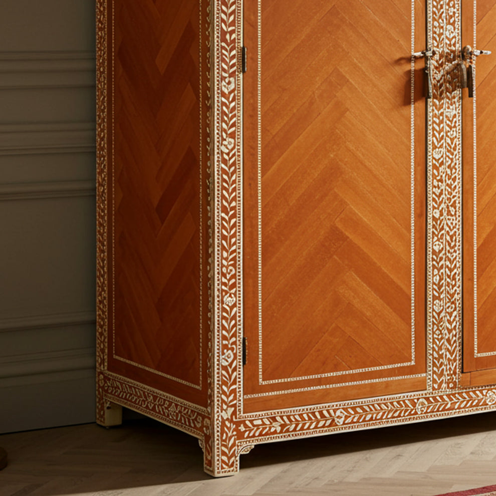 Handcrafted Wooden Wardrobe with Inlay Detailing | Luxury Handmade War ...