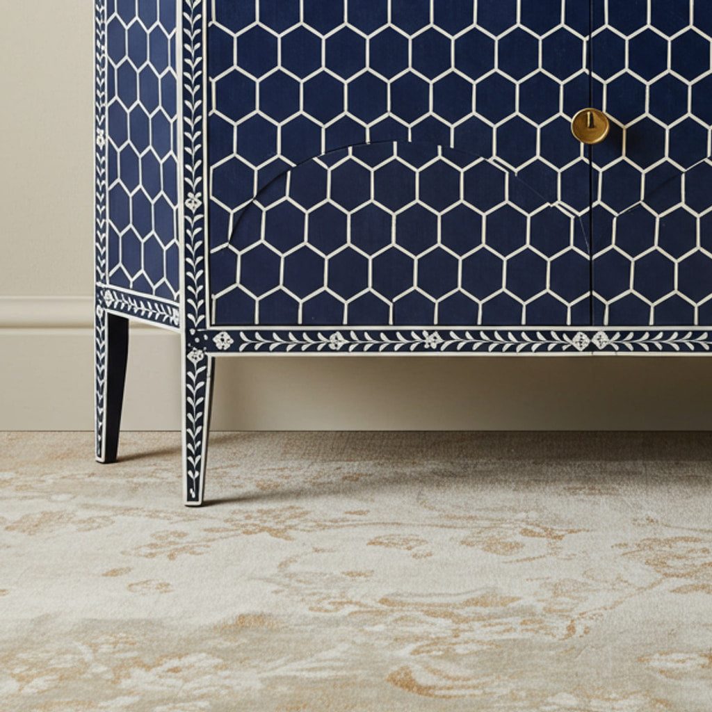 Navy Blue Bone Inlay Sideboard Cabinet | Luxury Handmade Console ...