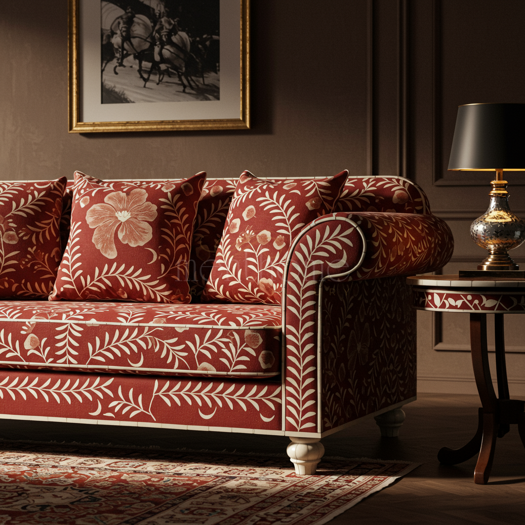 Luxury Inlay Floral Pattern Sofa | Luxury Handmade Sofa – Menthome India